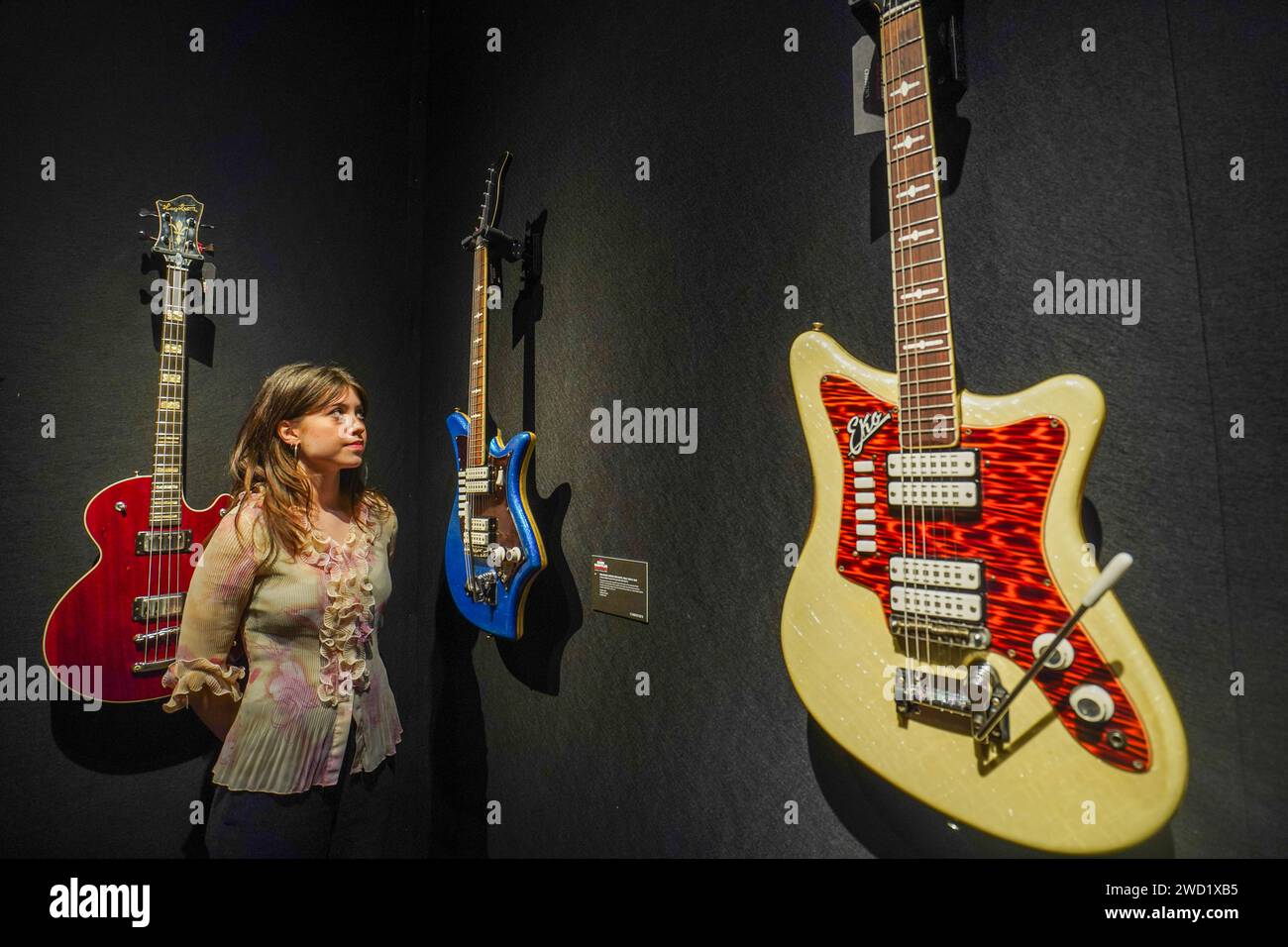 London, UK. 18 January 2024. . 120 guitars spanning 50 years from the ...