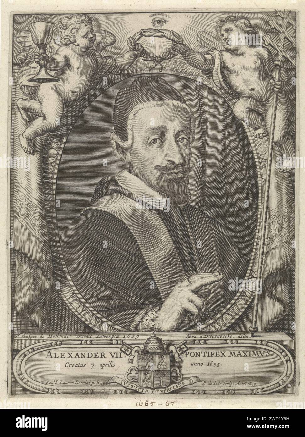 Portrait of Pope Alexander VII, Pieter de Jode (II), After Abraham van ...