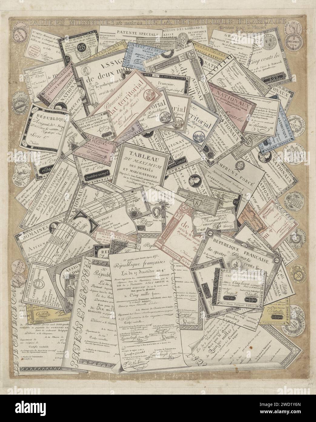 French paper money, Joseph Hunin, 1780 - 1851 print French paper money ...