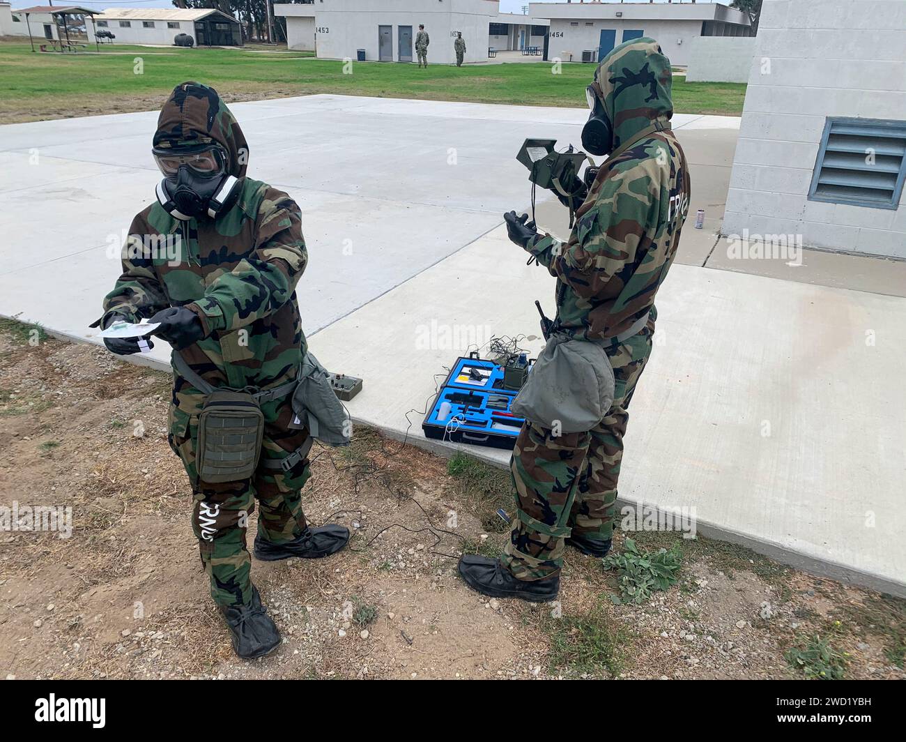 Seabees use the Joint Chemical Agent Detector to test for agents and ...