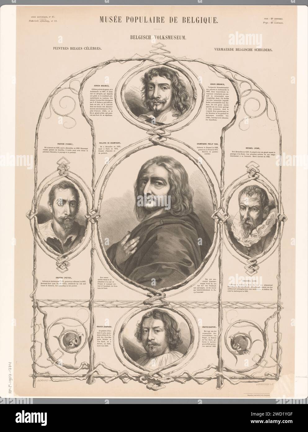 Portraits of five Belgian painters, Edouard Vermorcken, After Gérard ...