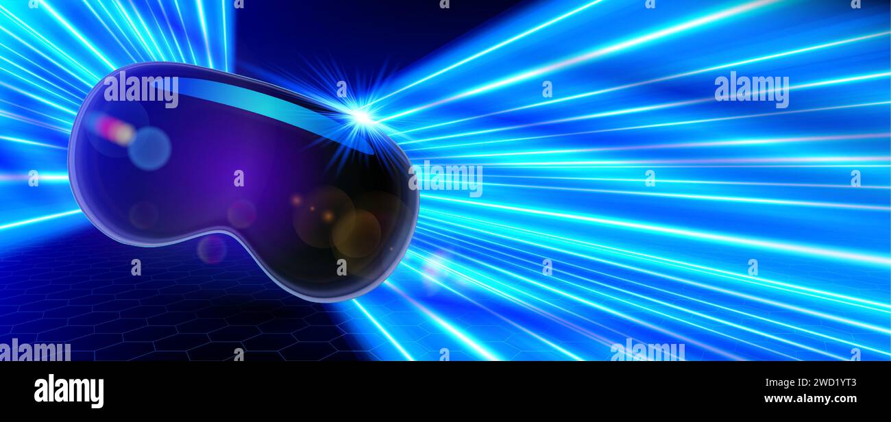 vr fast linesVirtual reality headset on light rays background. VR ...