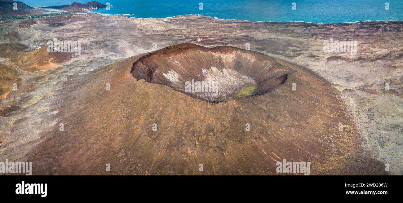 Aerial view of the Viana Volcano on São Vicente, Cape Verde, showcasing ...
