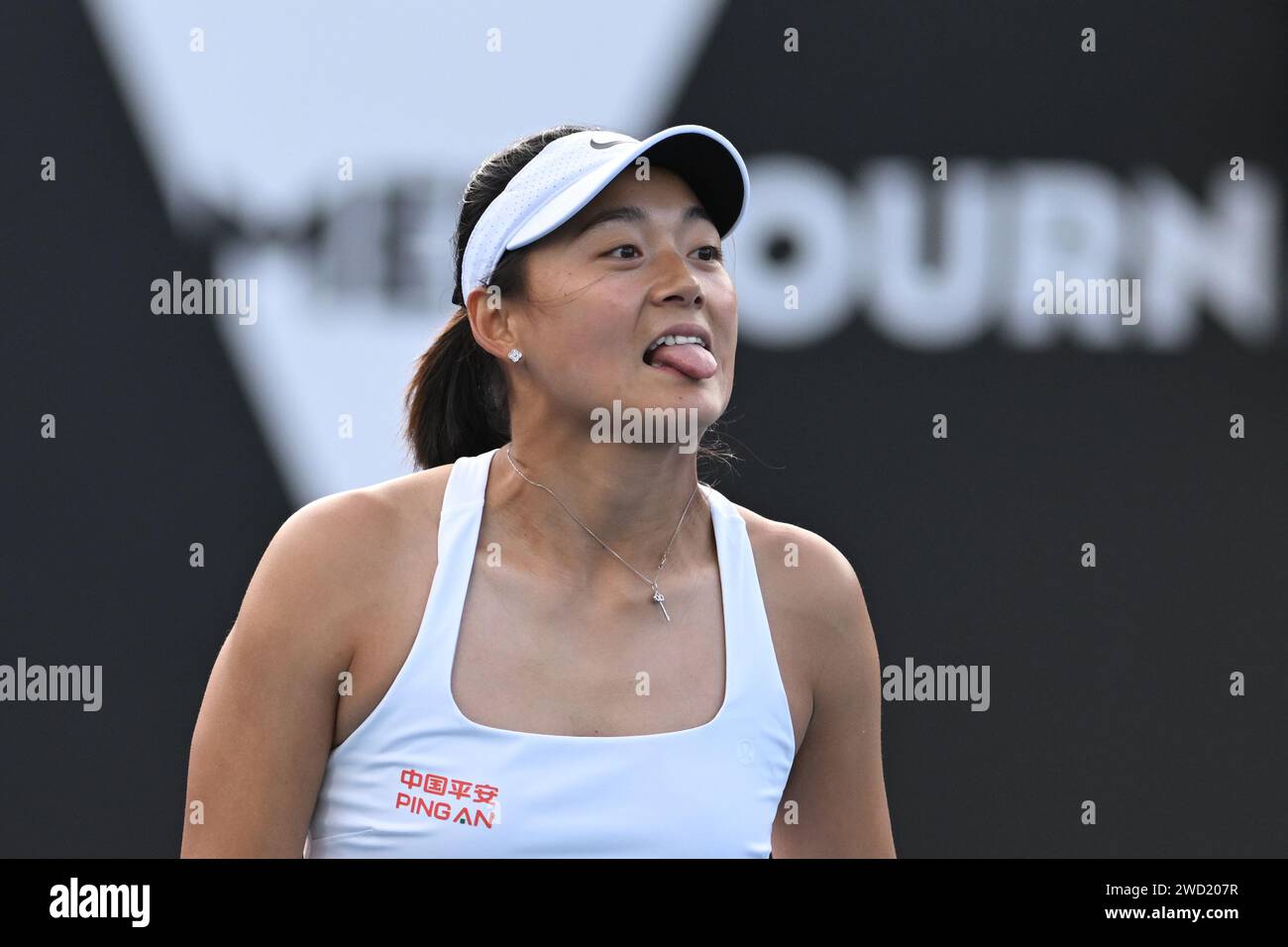 Melbourne, Australia. 18th Jan, 2024. Yafan Wang of China reacts during ...