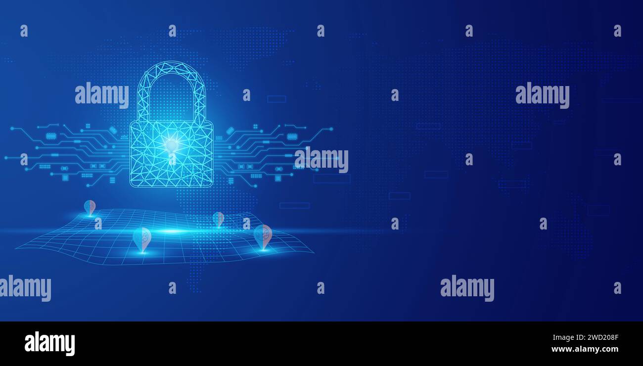 Futuristic blue key and Security abstract technology background ...