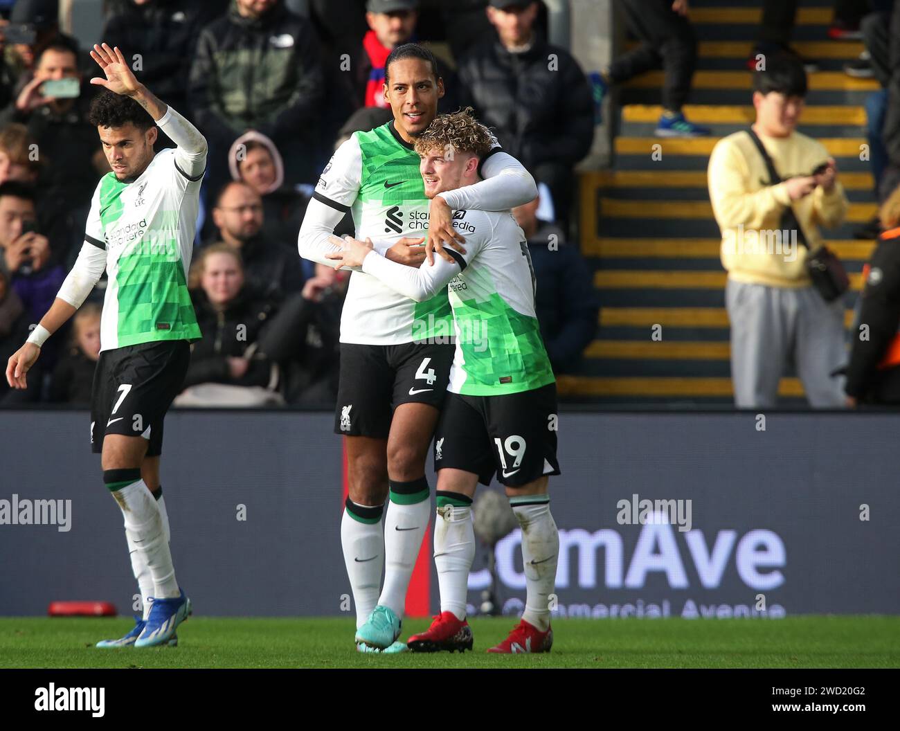 GOAL 2-1, Harvey Elliott of Liverpool goal celebration with Virgil van ...
