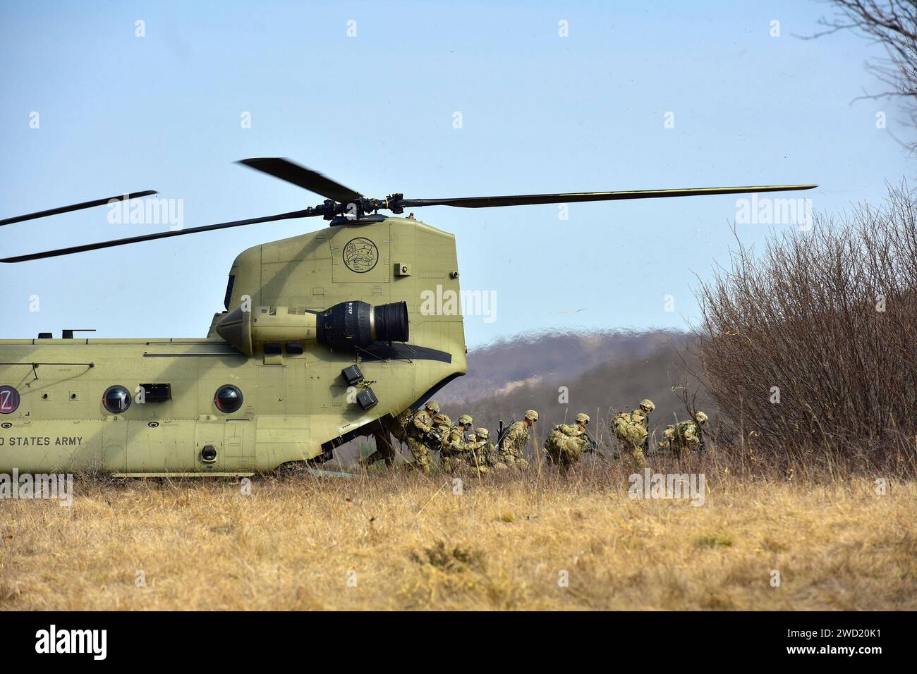 U.S. Army Paratroopers exit from a CH-47 Chinook helicopter in Slovenia Stock Photo - Alamy