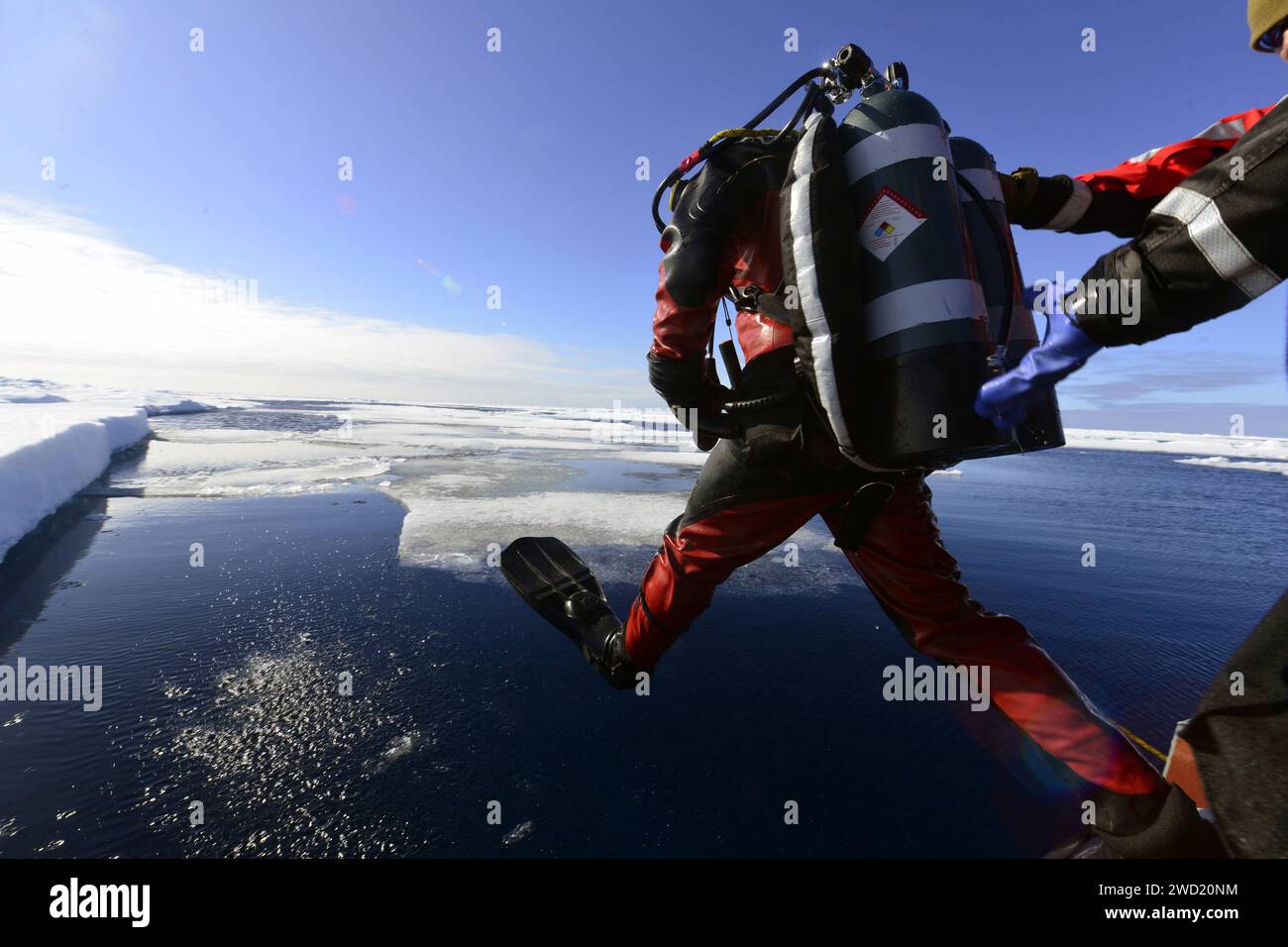 July 30, 2017 - Coast Guard diver enters the water from a Coast Guard ...