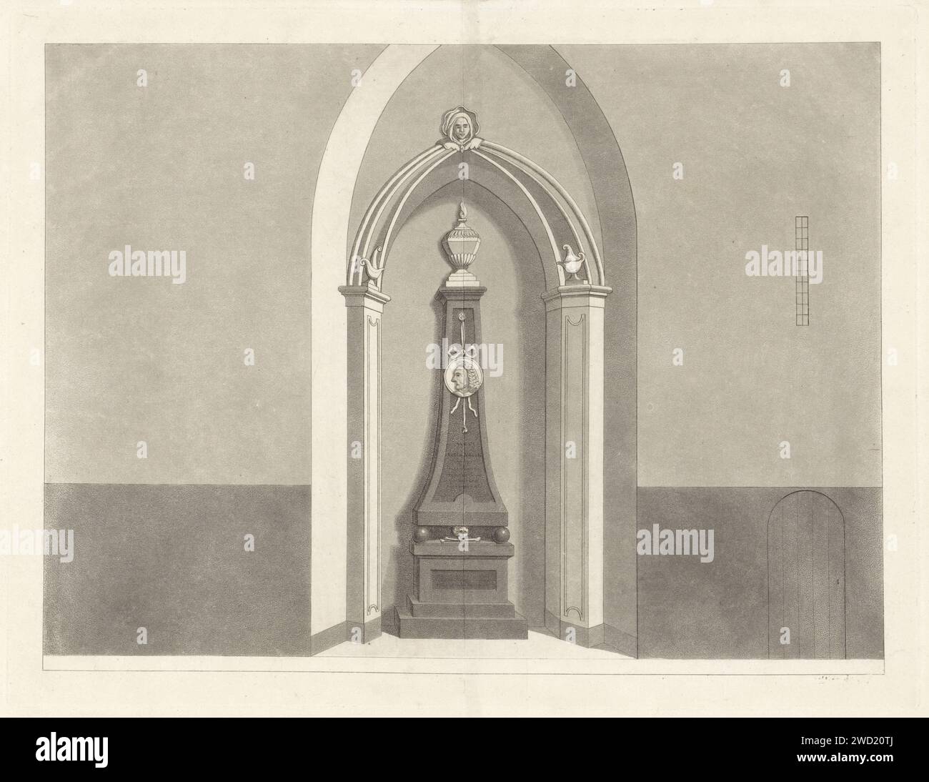 Grave monument for Anthony van Leeuwenhoek, Johannes Cornelis Zürcher, 1804 - 1882 print Graf ...