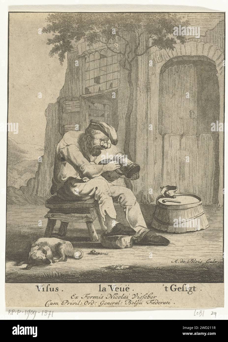 The face: old man with glasses, Abraham de Blois, after Andries Both ...