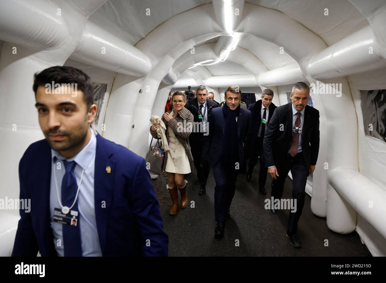 Davos, Switzerland. 17th Jan, 2024. French President Emmanuel Macron (C ...