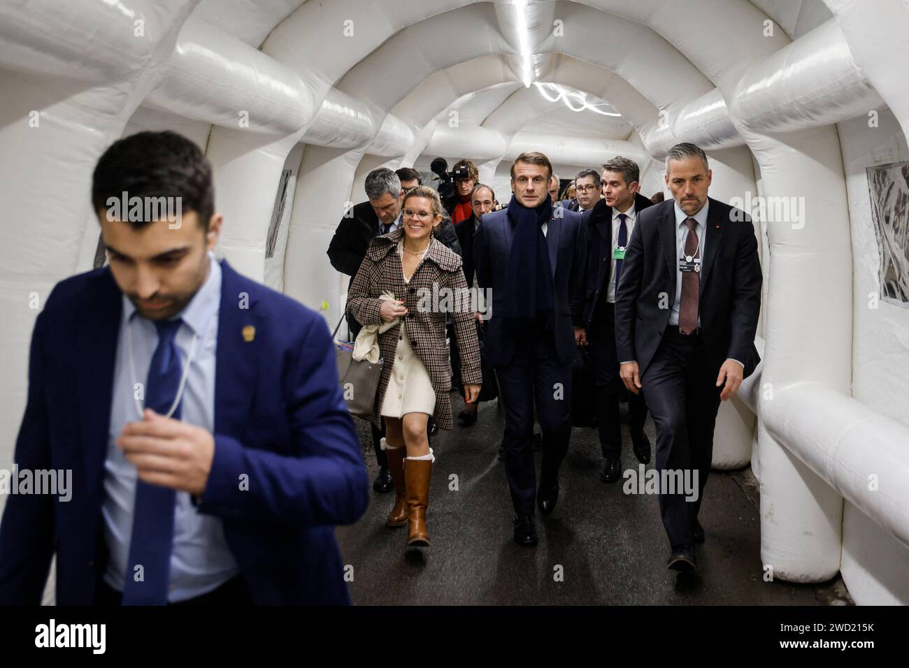 Davos, Switzerland. 17th Jan, 2024. French President Emmanuel Macron (C ...