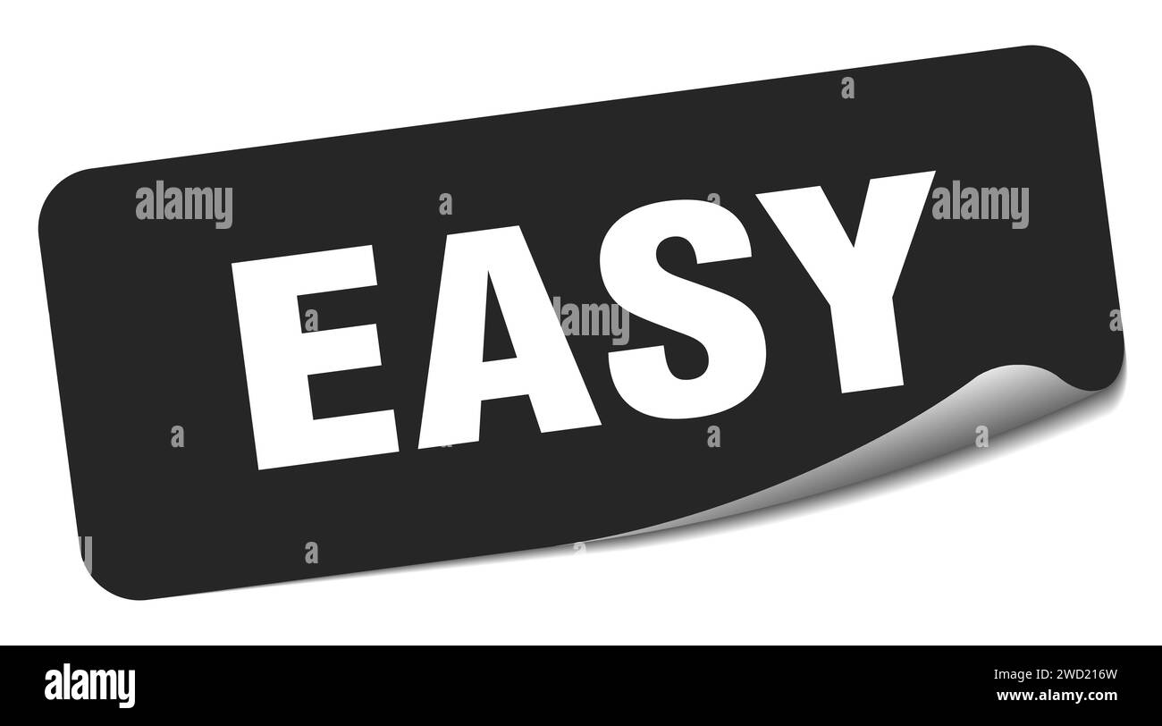 easy sticker. easy rectangular label isolated on white background Stock ...