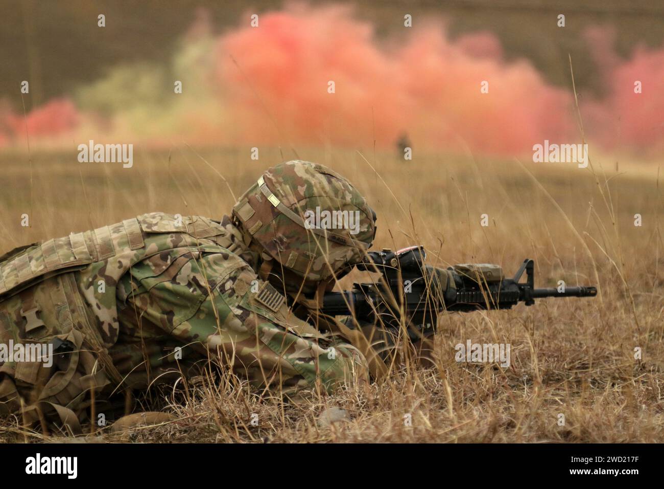 A U.S. Soldier pulls security at the Vaziani Training Area in Georgia ...