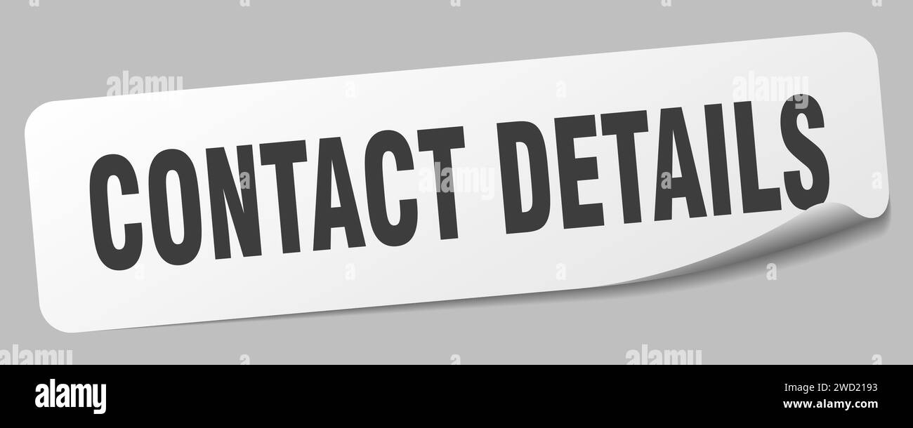 contact details sticker. contact details rectangular label isolated on ...