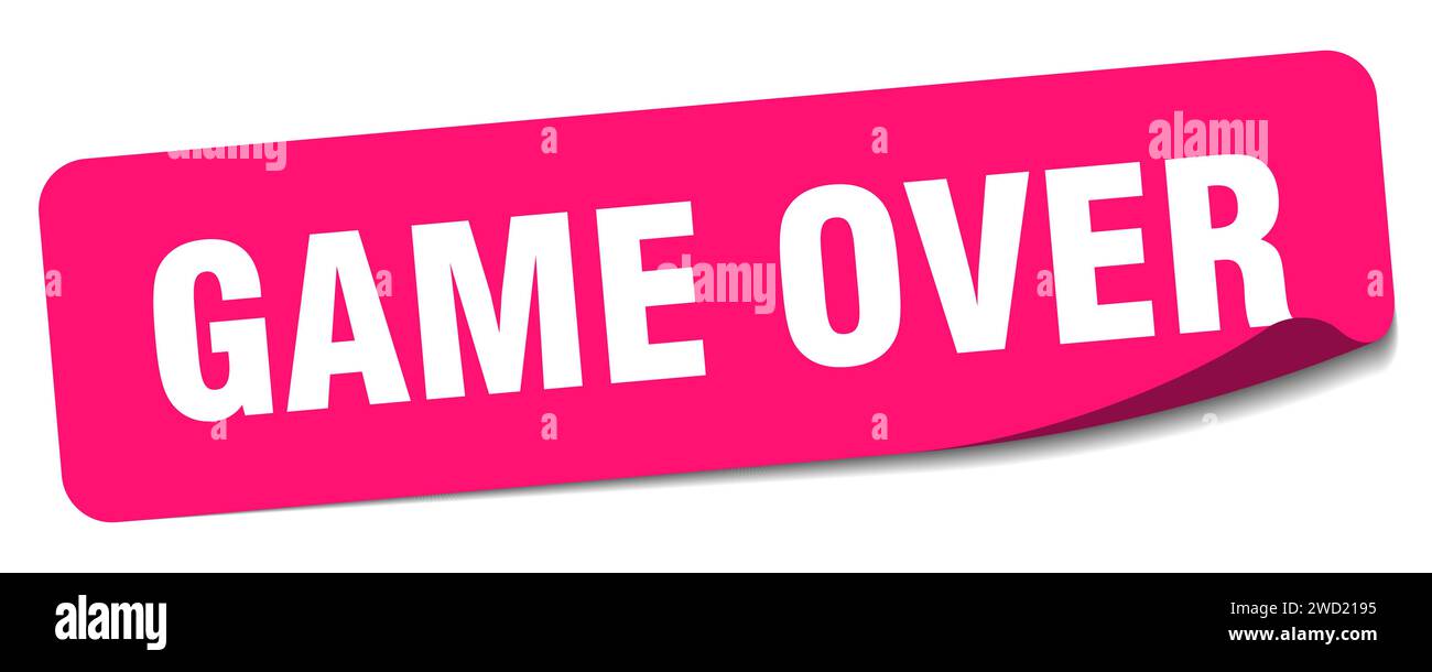 game over sticker. game over rectangular label isolated on white ...