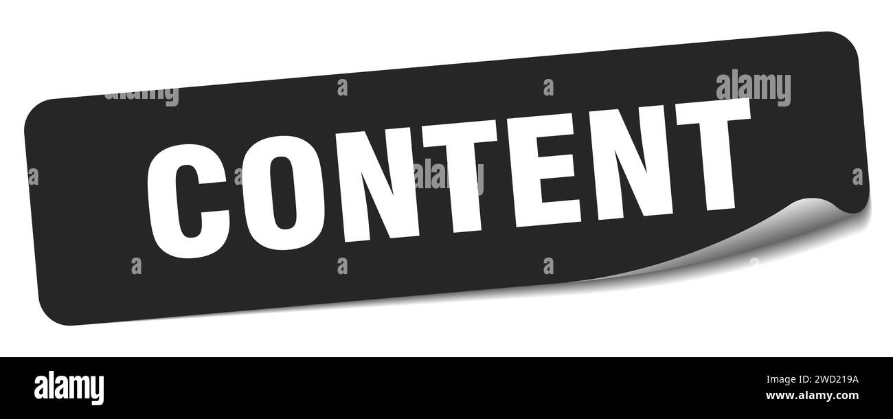 content sticker. content rectangular label isolated on white background ...