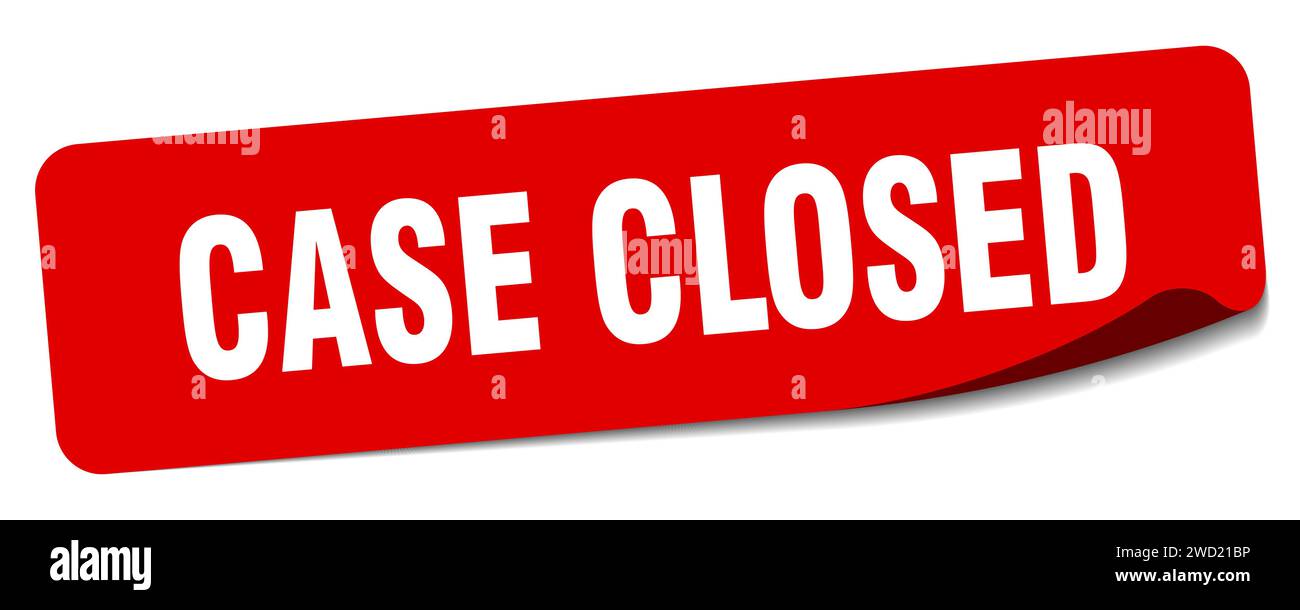 case closed sticker. case closed rectangular label isolated on white ...