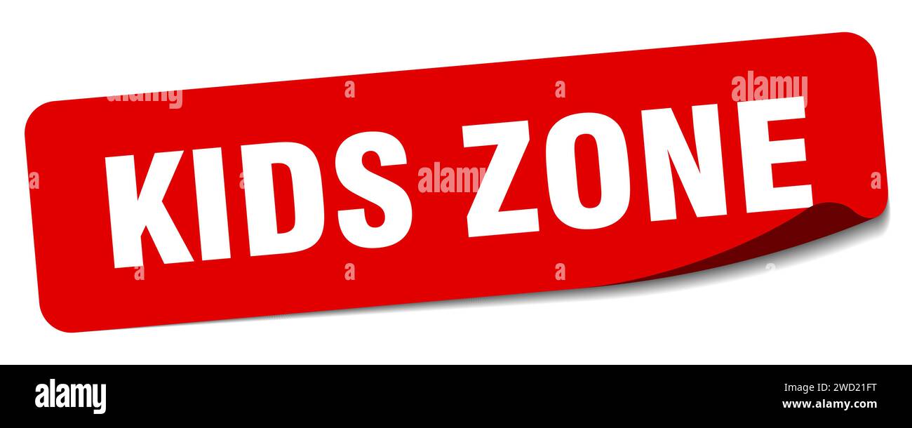 kids zone sticker. kids zone rectangular label isolated on white ...