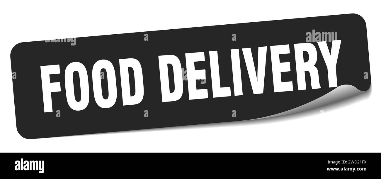 Food delivery sticker Black and White Stock Photos & Images - Alamy