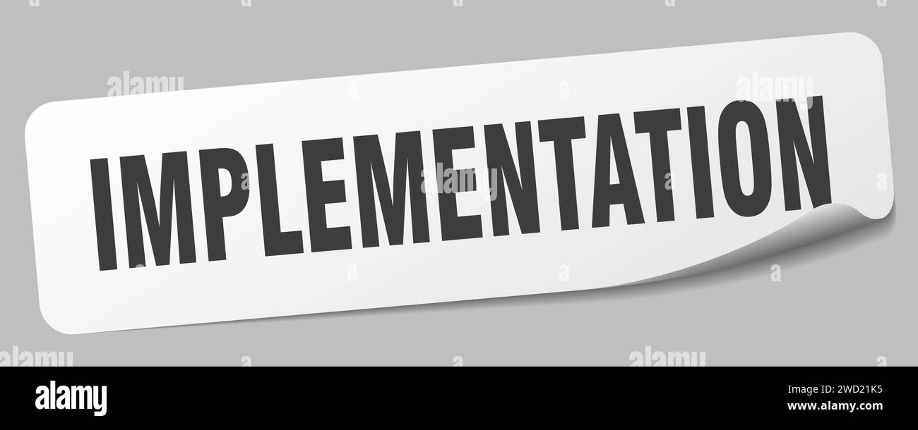 implementation sticker. implementation rectangular label isolated on ...
