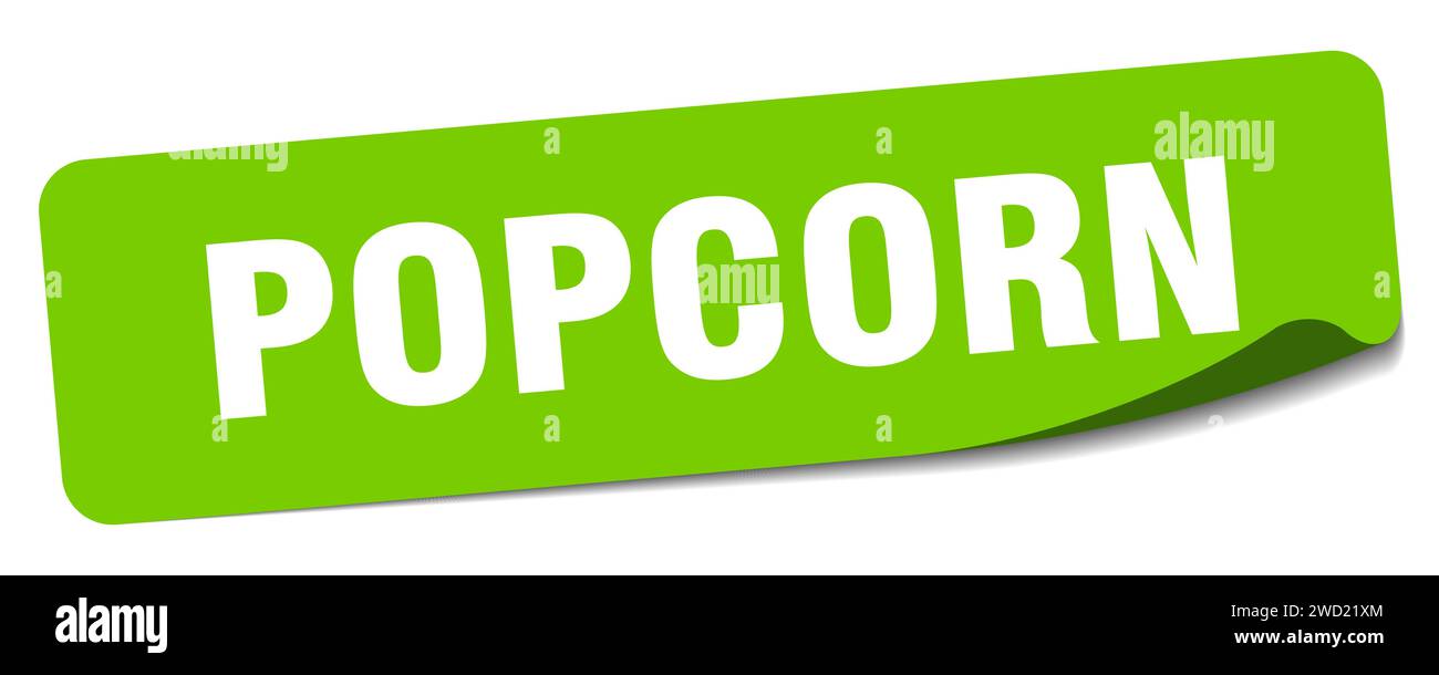 popcorn sticker. popcorn rectangular label isolated on white background ...