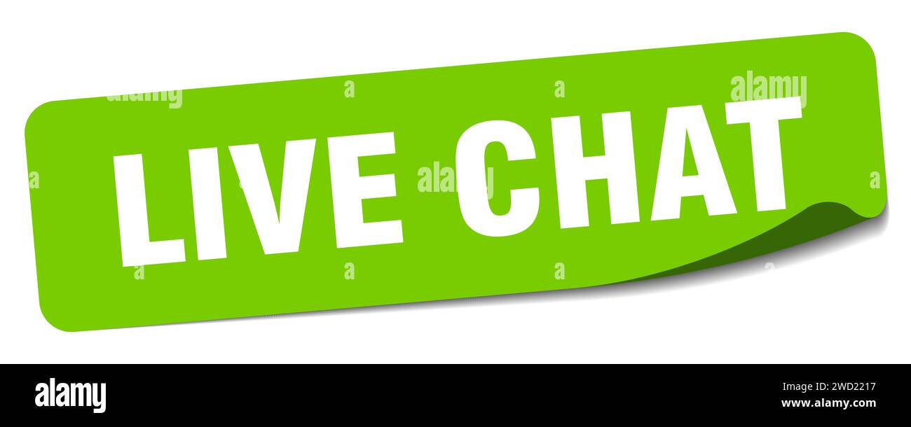 live chat sticker. live chat rectangular label isolated on white ...