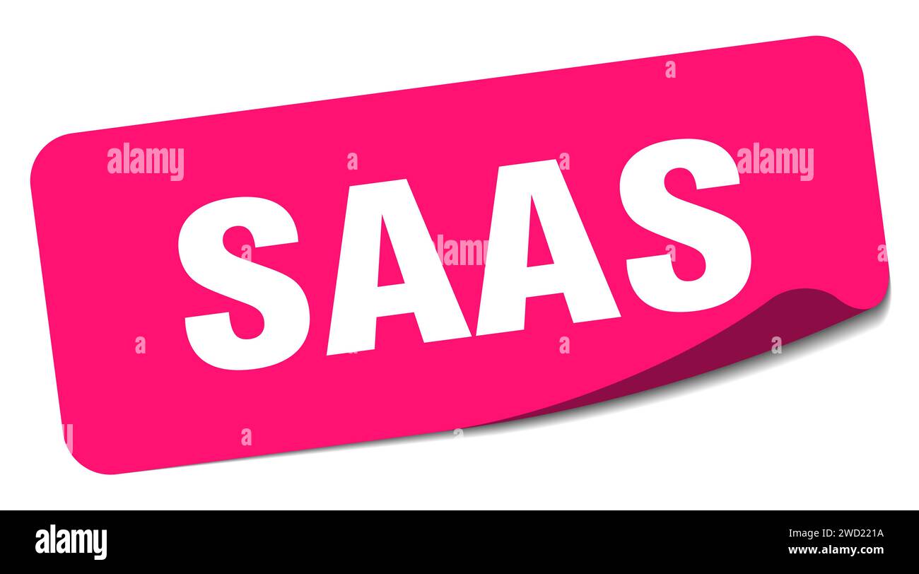 saas sticker. saas rectangular label isolated on white background Stock ...