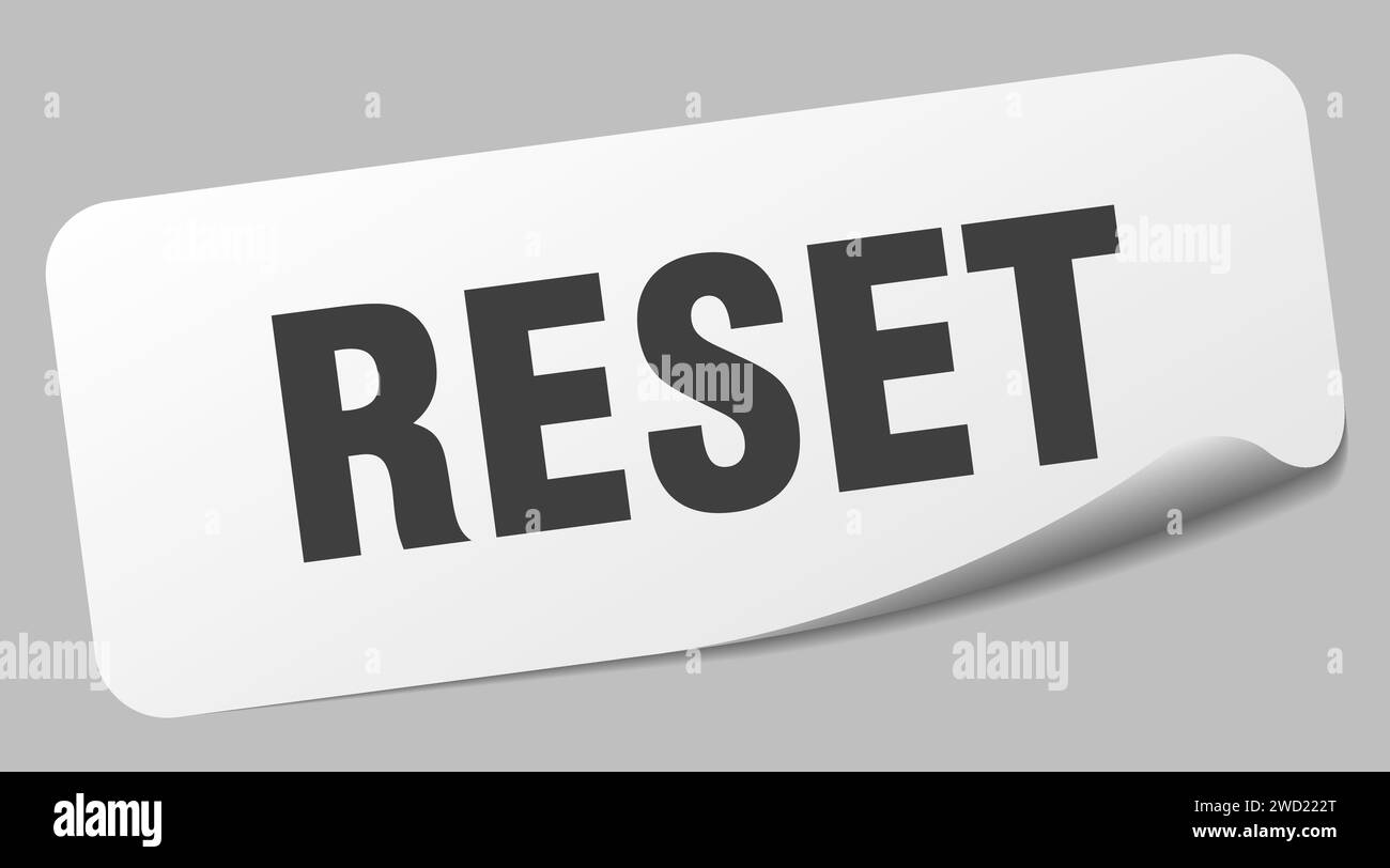 reset sticker. reset rectangular label isolated on white background ...