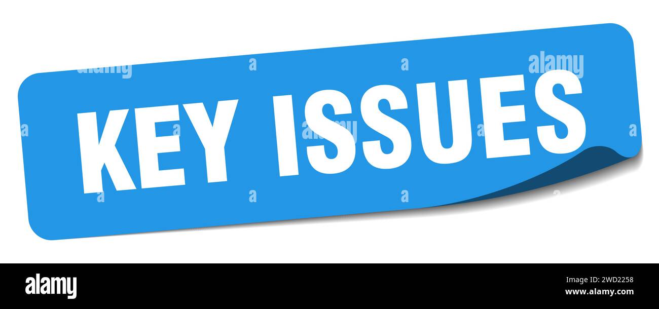 key issues sticker. key issues rectangular label isolated on white ...