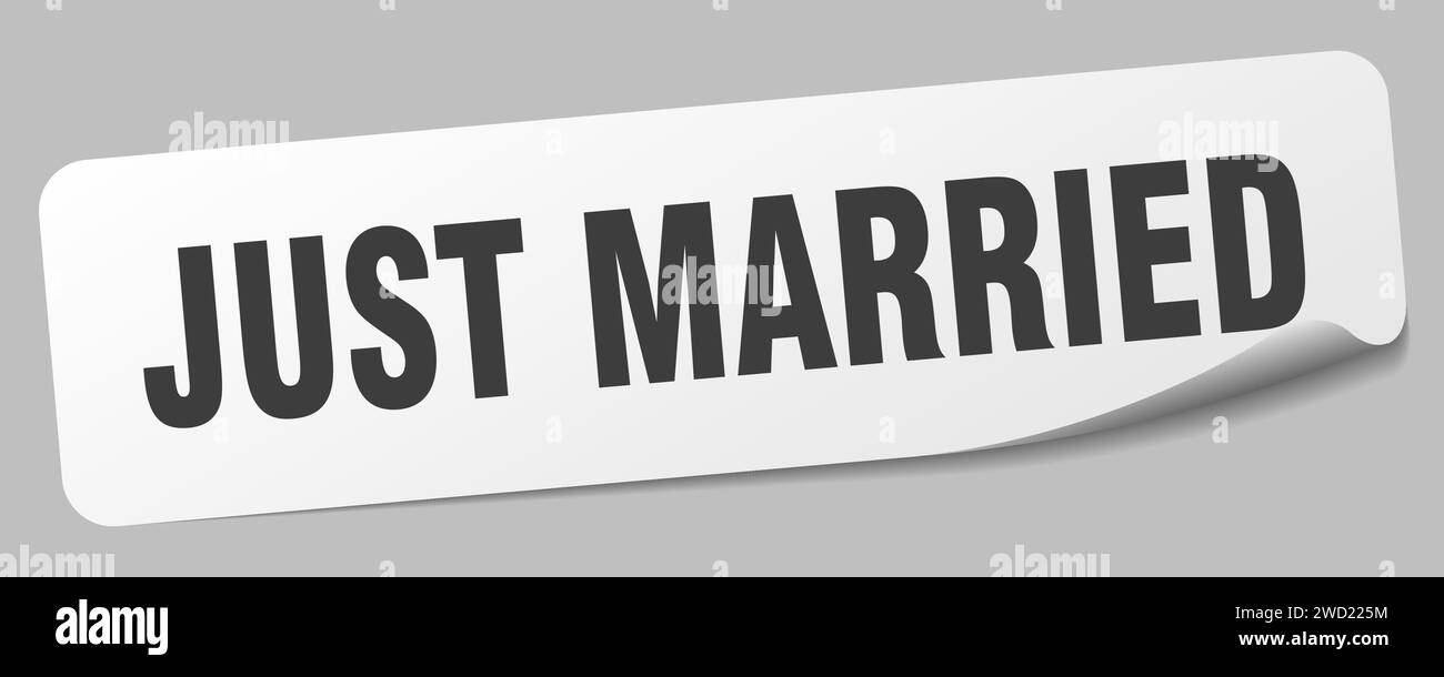 just married sticker. just married rectangular label isolated on white ...