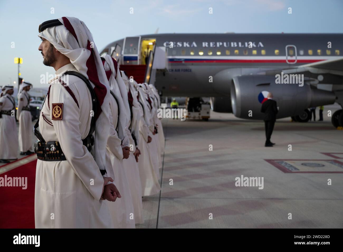 Doha, Qatar. 17th Jan, 2024. Departure of Czech President Petr Pavel ...