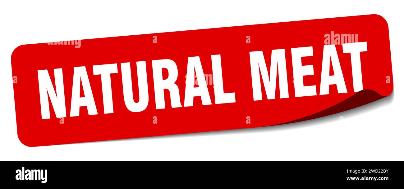 natural meat sticker. natural meat rectangular label isolated on white ...