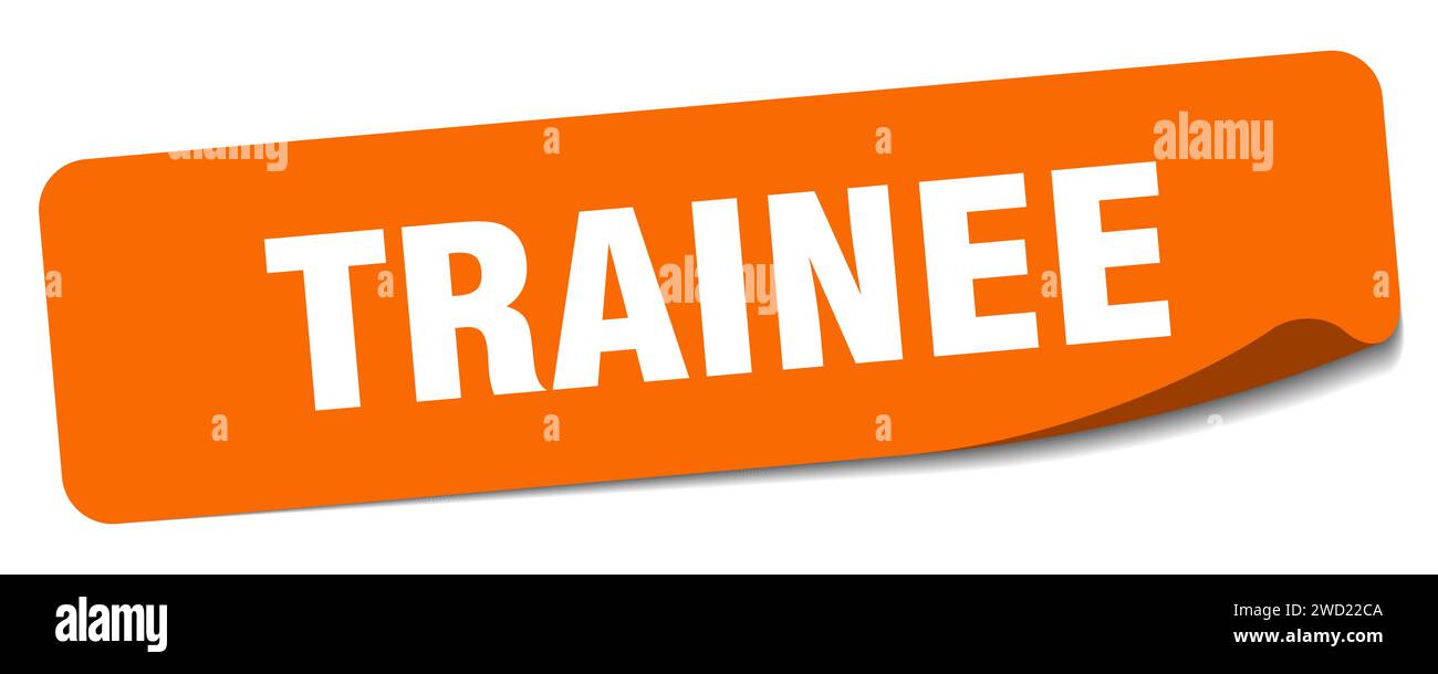 trainee sticker. trainee rectangular label isolated on white background ...