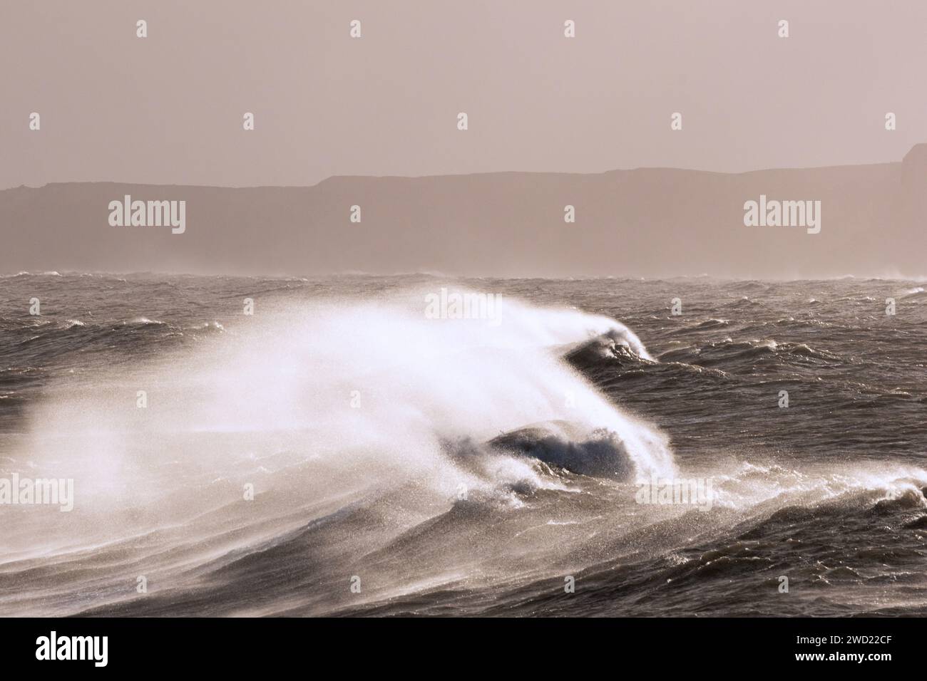 Winter storms in the North Sea soon blow up large breaking waves that ...