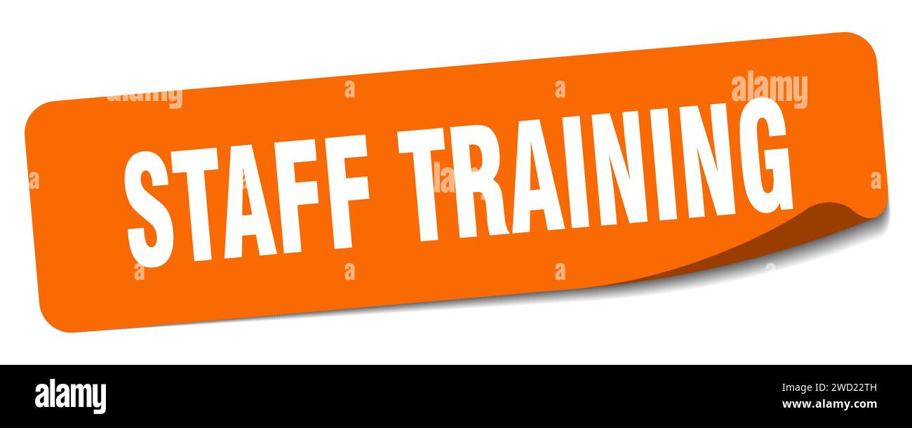 staff training sticker. staff training rectangular label isolated on ...