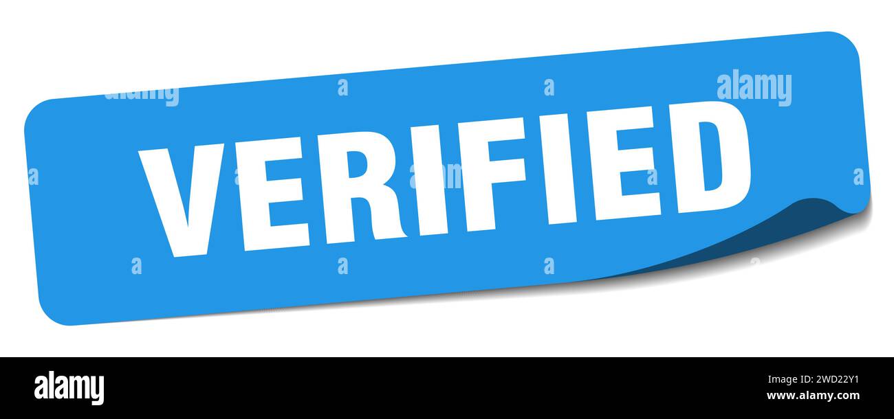 verified sticker. verified rectangular label isolated on white ...