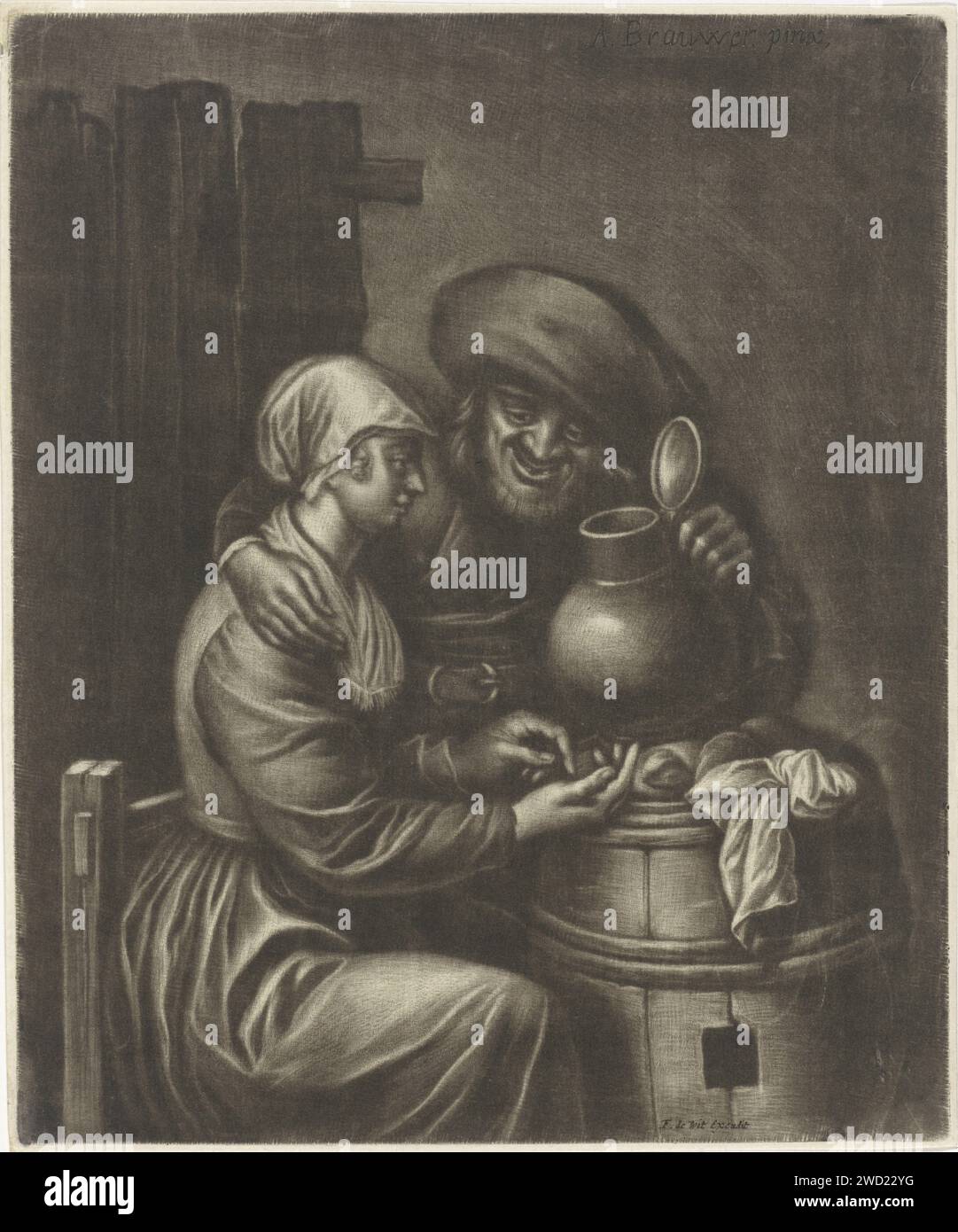 Unequal love, Jan van Somer, after Adriaen Brouwer, 1655 - 1700 print ...
