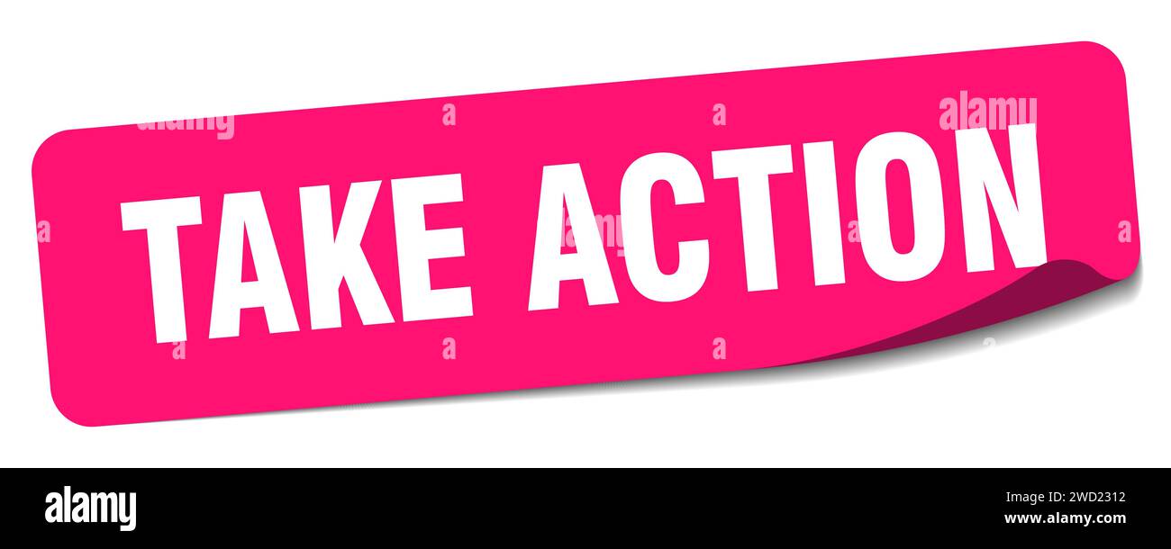 take action sticker. take action rectangular label isolated on white ...