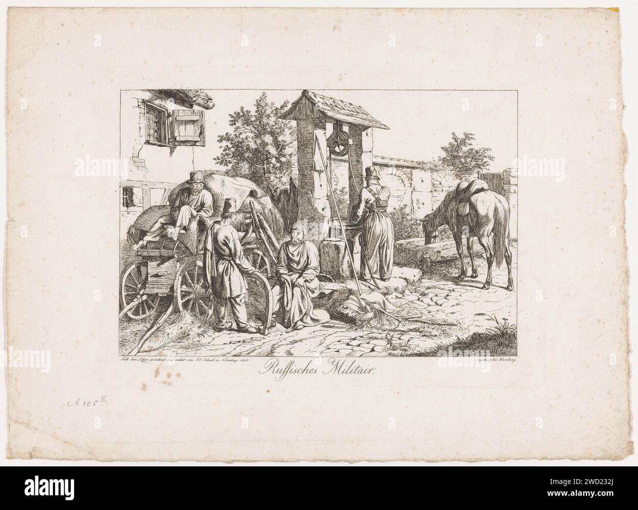 Cossacks rest at the source, Johann Christoph Erhard, 1815 print print ...