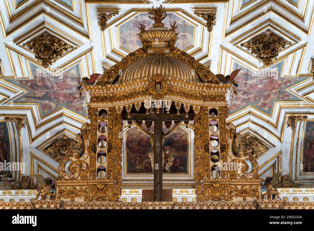 Ornate Golden Altarpiece in Baroque Style Church Interior Stock Photo - Alamy