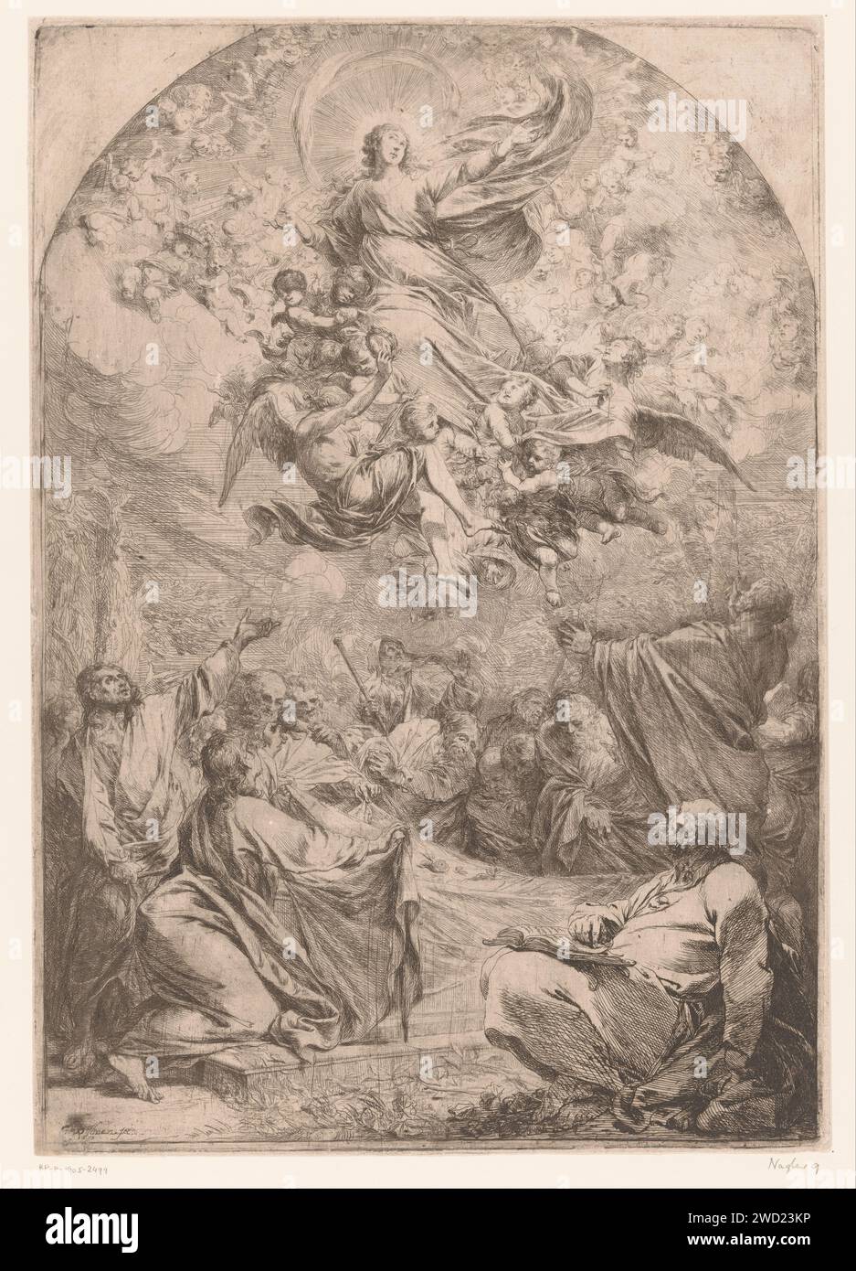 Ascension of Maria, Michael Willmann, 1683 print Germany paper etching ...