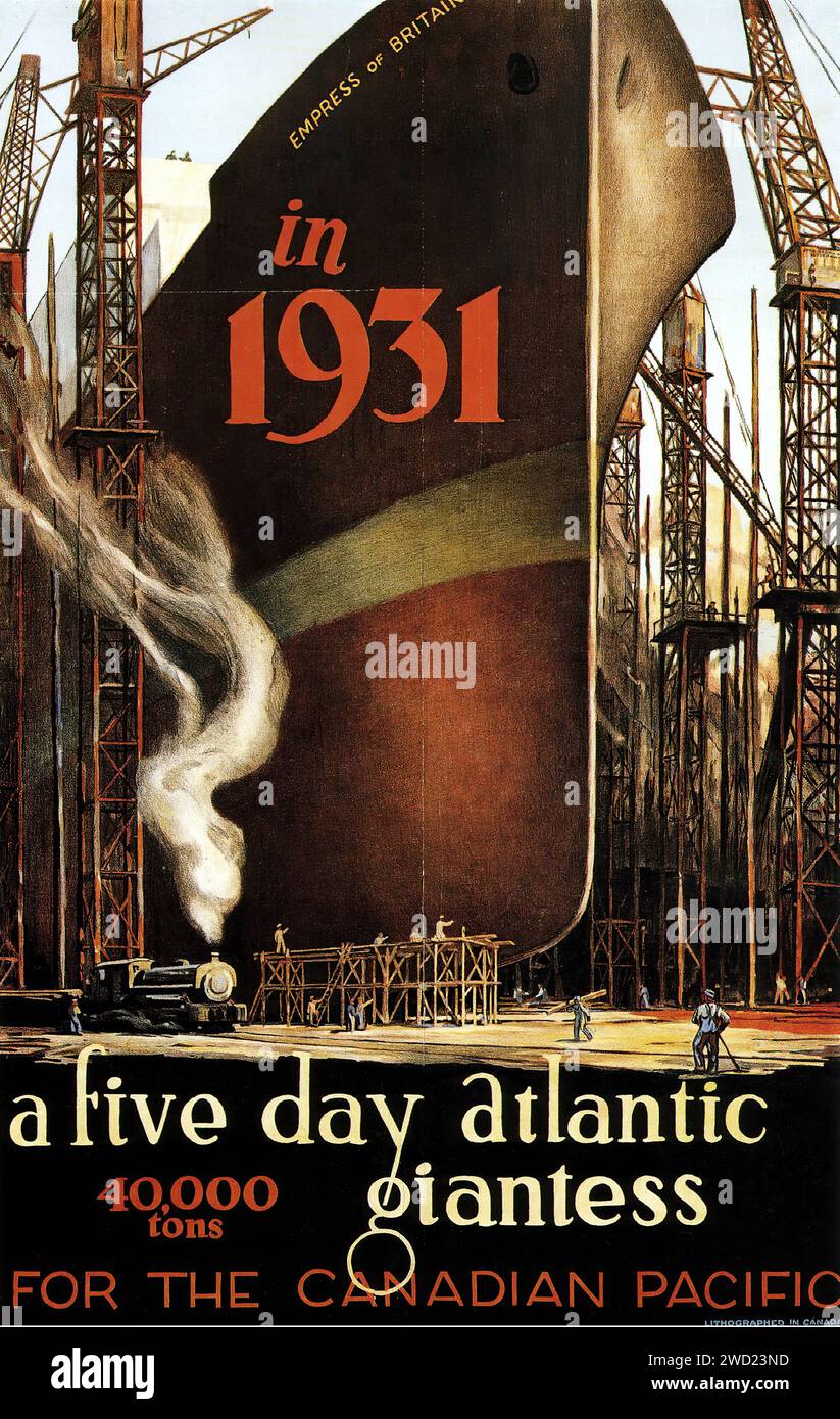"A FIVE DAY ATLANTIC GIANTESS" "EMPRESS OF BRITAIN" The 1931 poster for ...
