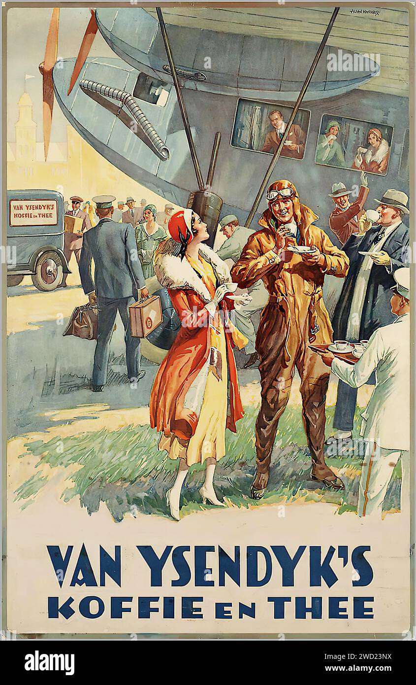 "VAN YSENDYK'S KOFFIE EN THEE" A 1920s poster by Allan Harker promoting ...
