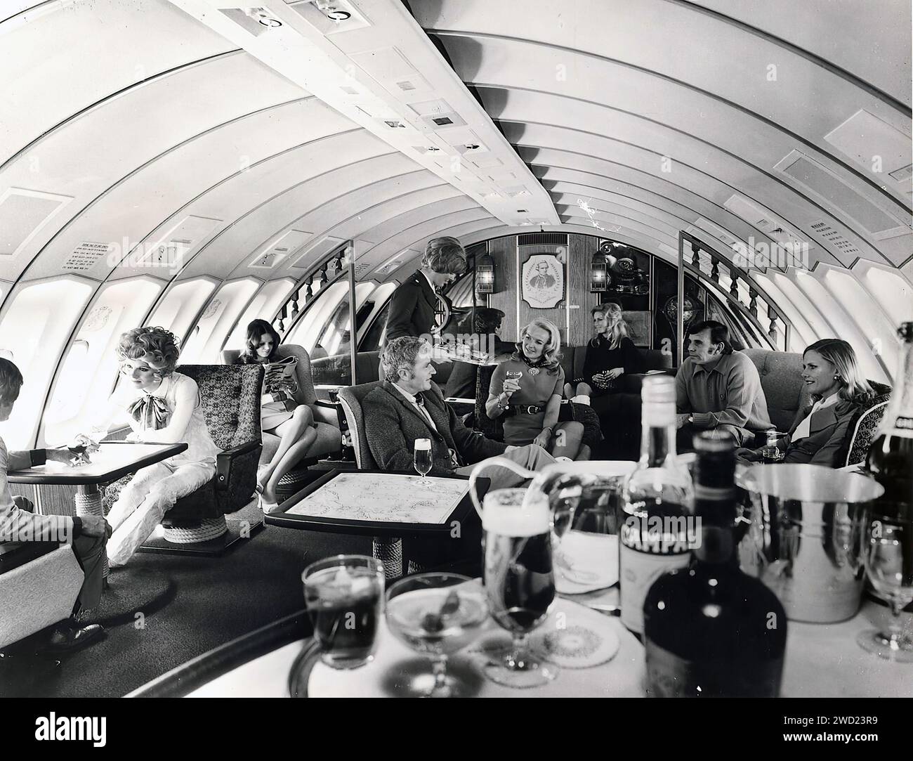 Promotional picture of interior of a Boeing 747 Jumbo jet in the 70 ...