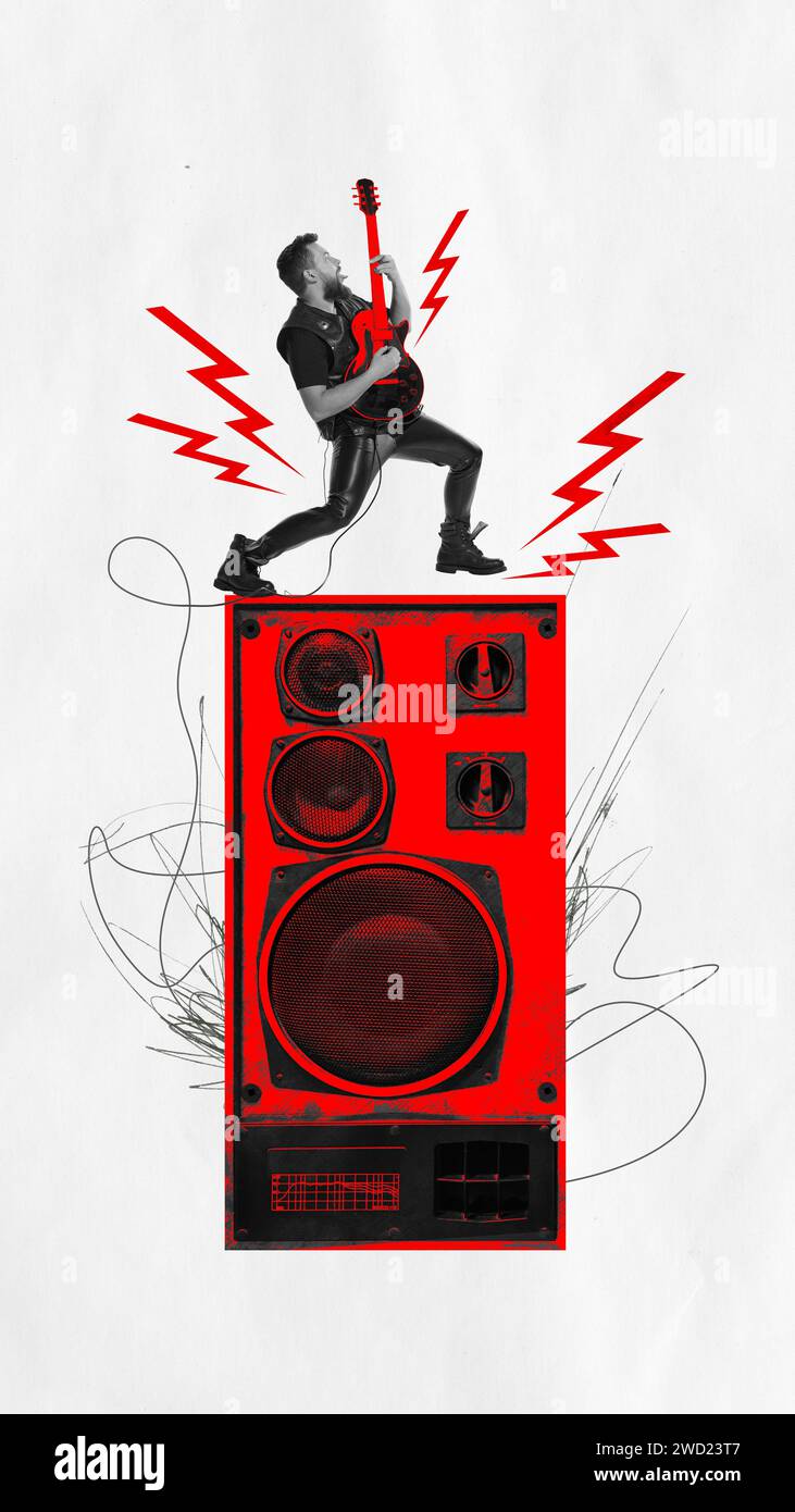 Poster for a high-energy rock concert, capturing the dynamic essence of ...