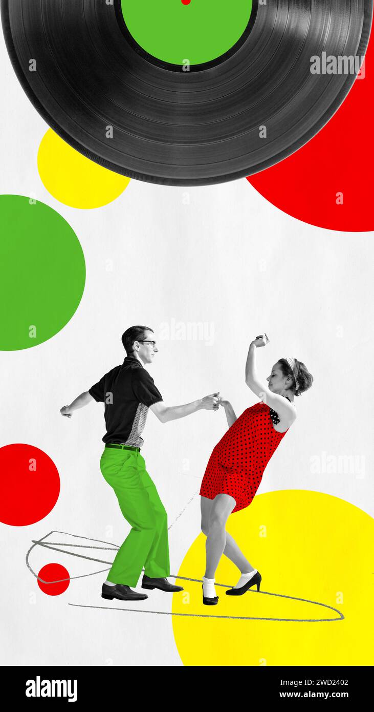 Poster for a vintage dance event, celebrating retro music and swing ...