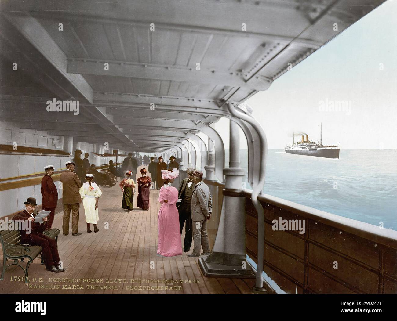 "KAISERIN MARIA THERESIA DECKPROMENADE" - An early colorized photograph ...