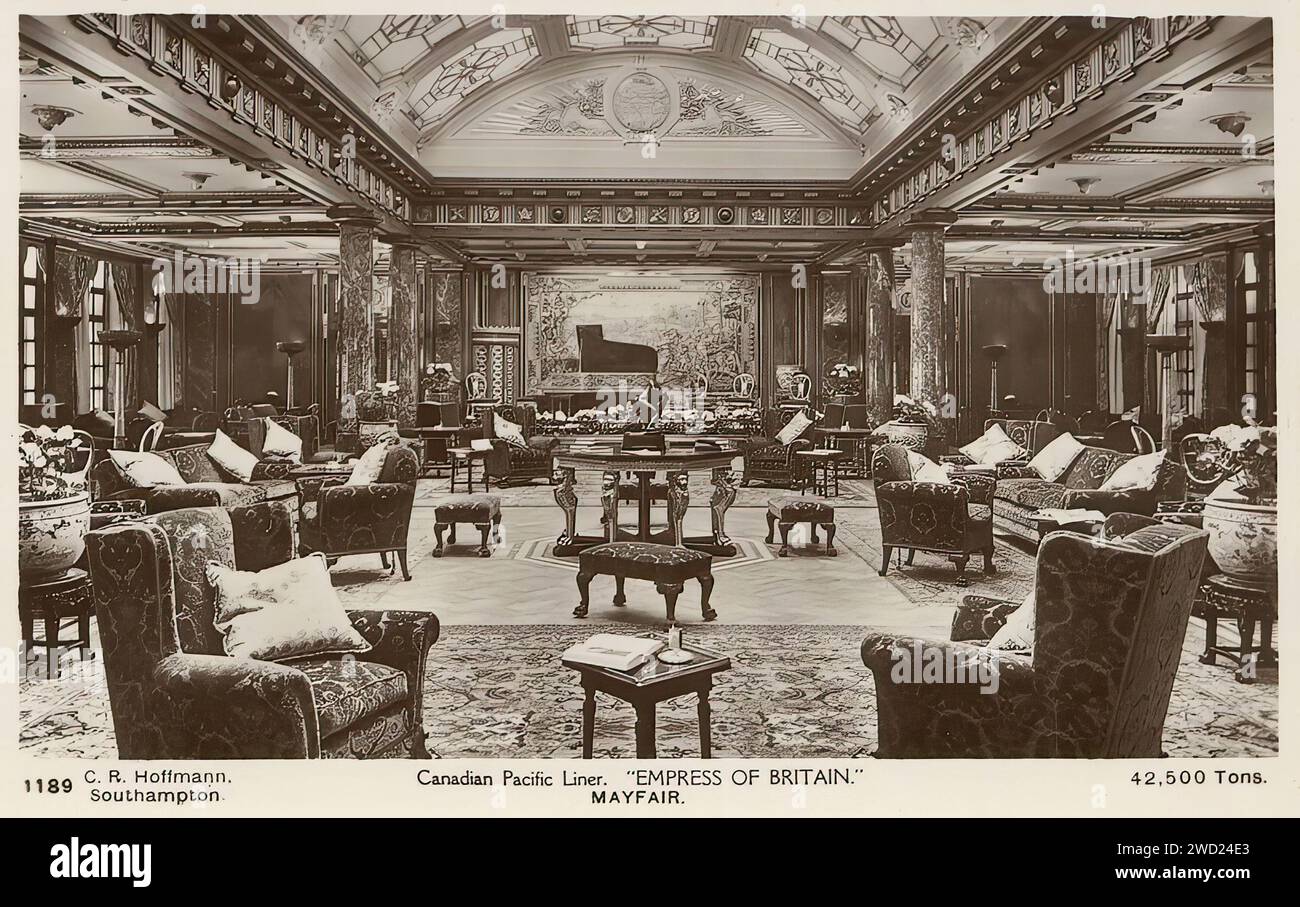 "CANADIAN PACIFIC LINER 'EMPRESS OF BRITAIN' MAYFAIR" An interior ...