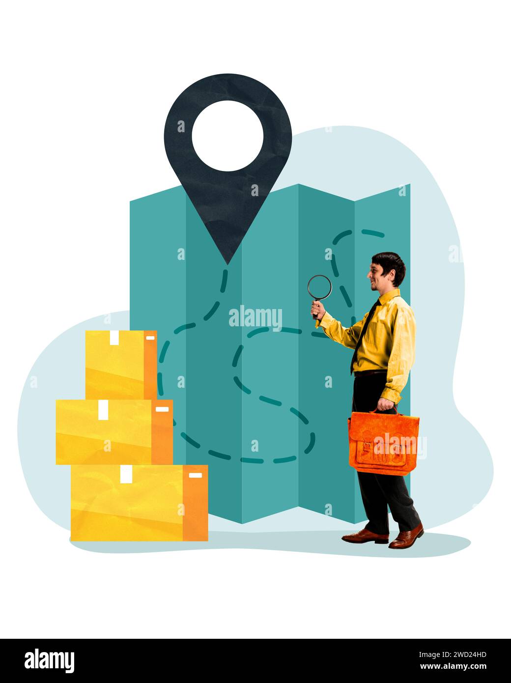 Contemporary art collage. Customer support. Professional with ...